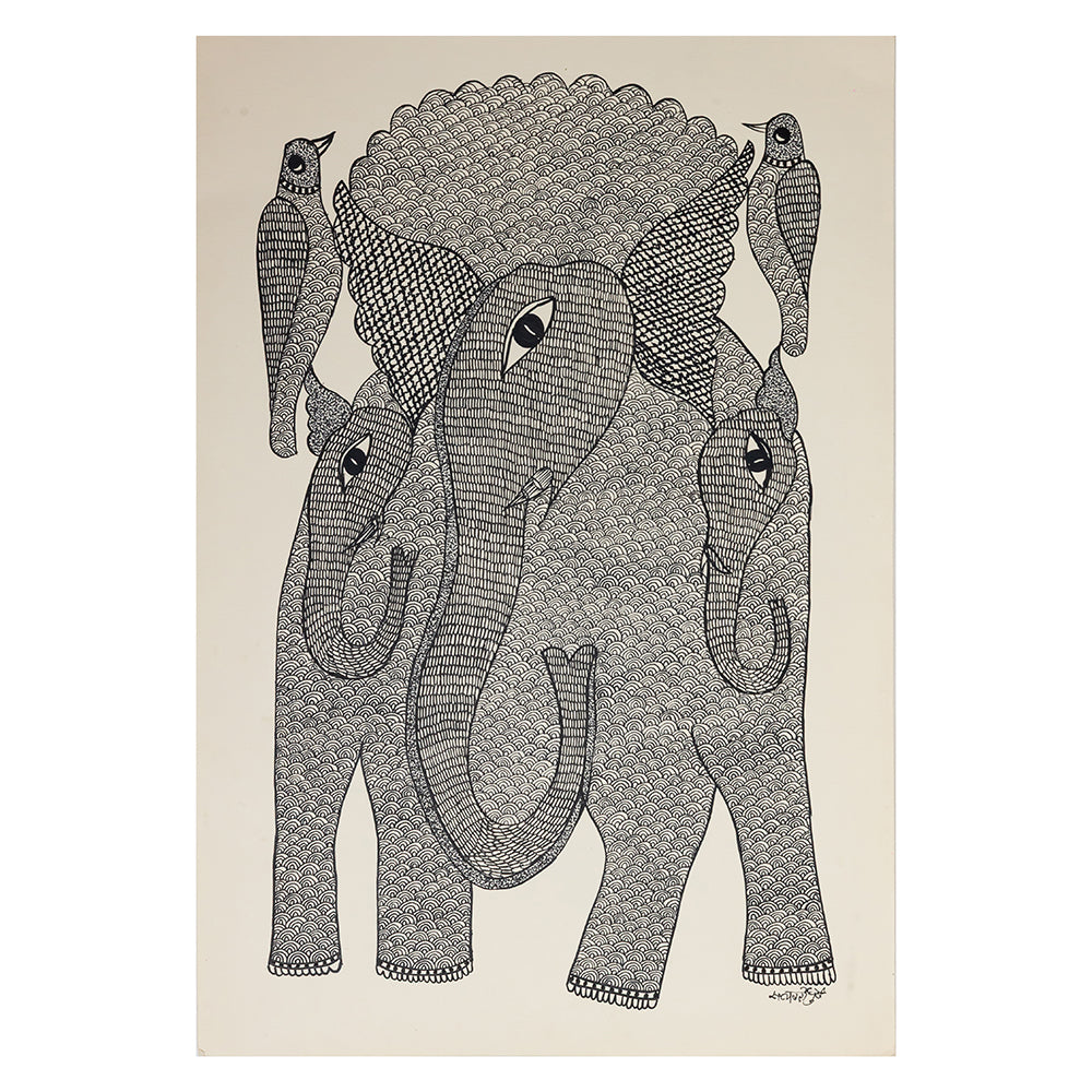 The Elephant Parade (Gond, Unframed)